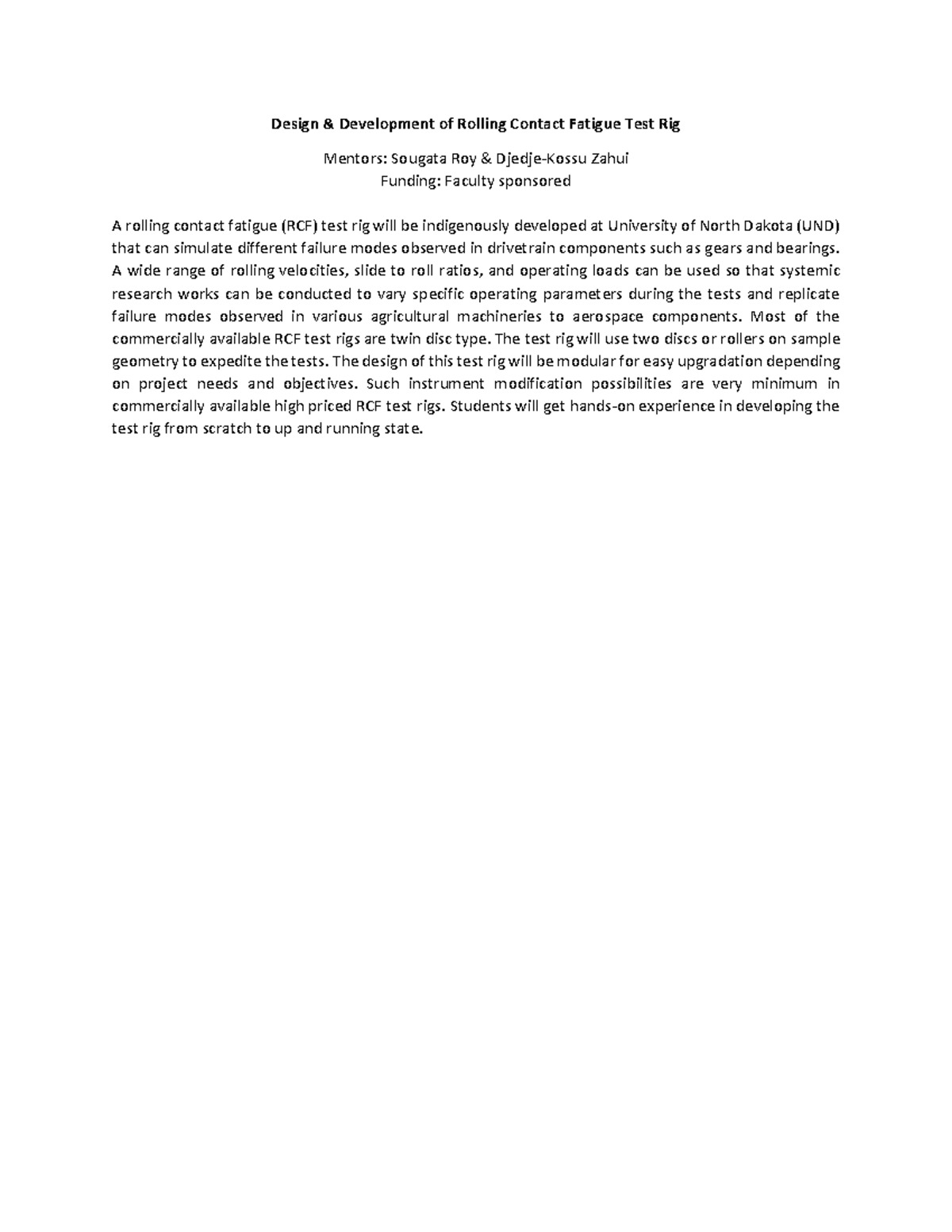 Rolling Contact Fatigue Test Rig - Design & Development of Rolling ...