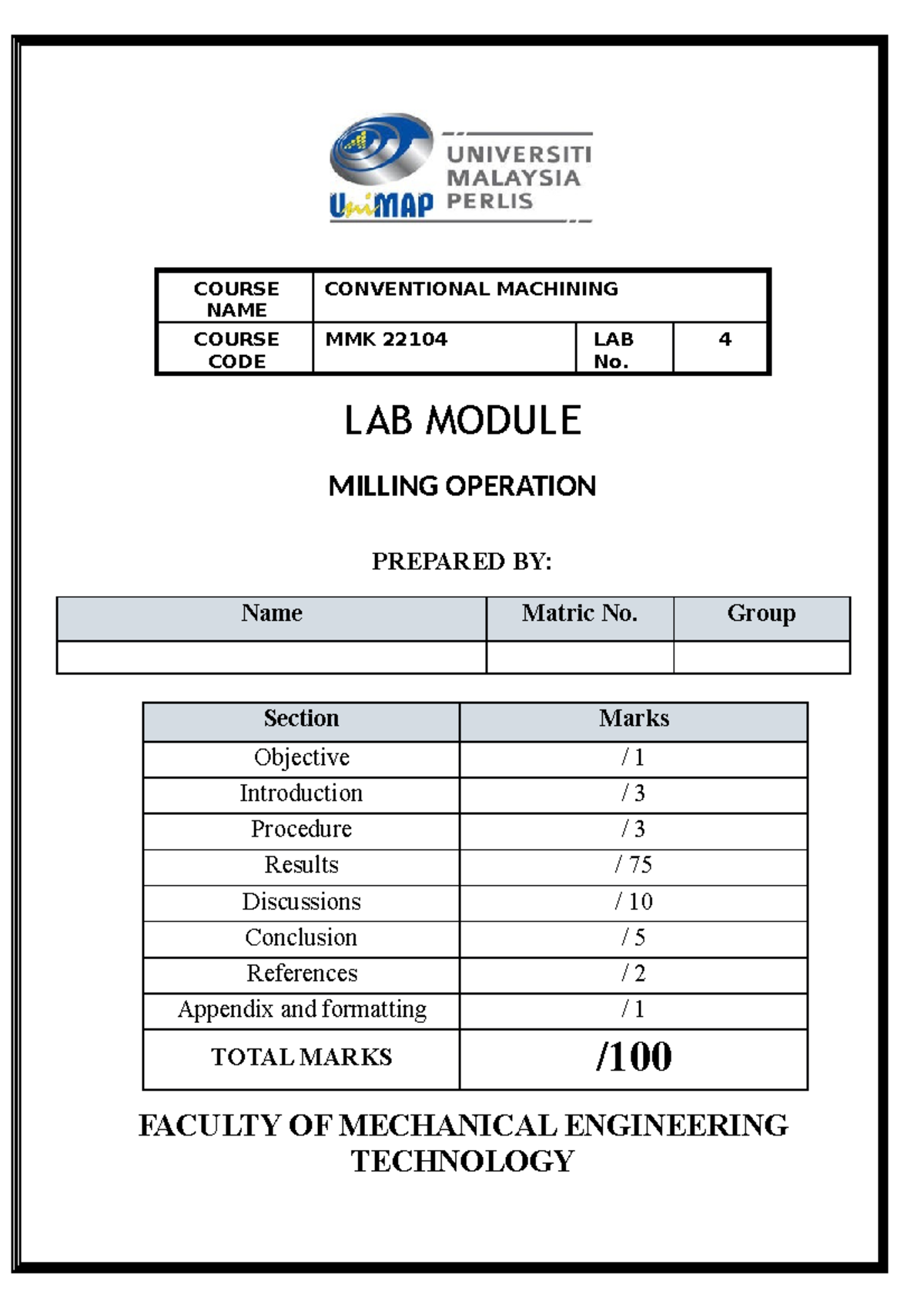 LAB 4 Milling-converted - Technology of Mechanical Engineering ...