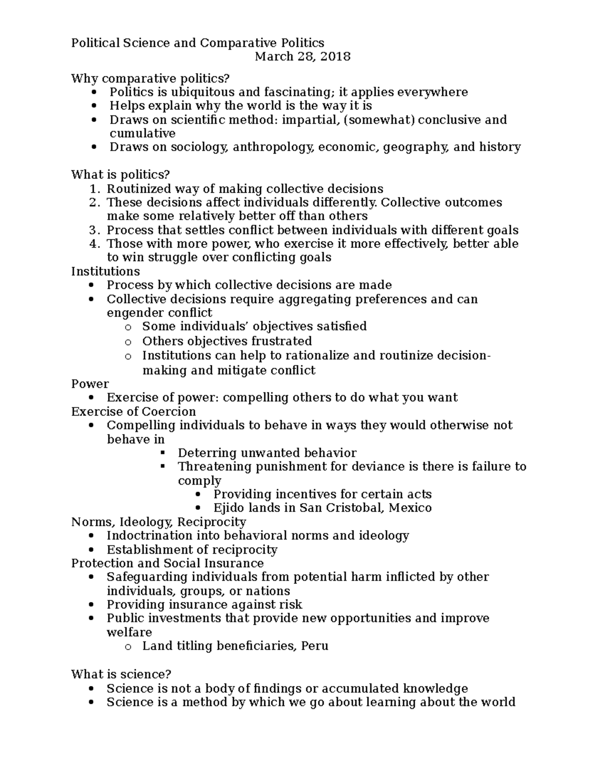 Political Science and Comparative Politics- Lecture 2 - Political ...