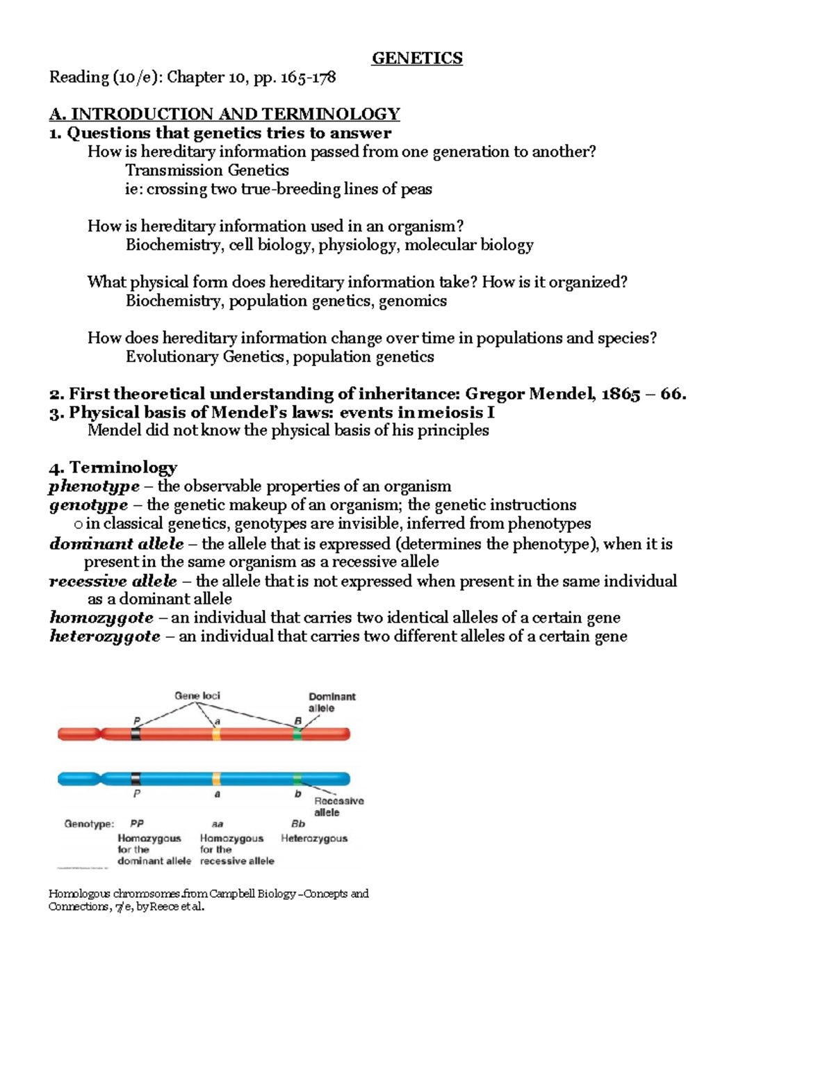 Genetics - Summary Modern biology - GENETICS Reading (10/e): Chapter 10 ...