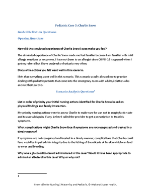 Charlie Snow Documentation Core - Pediatric Case 5: Charlie Snow ...