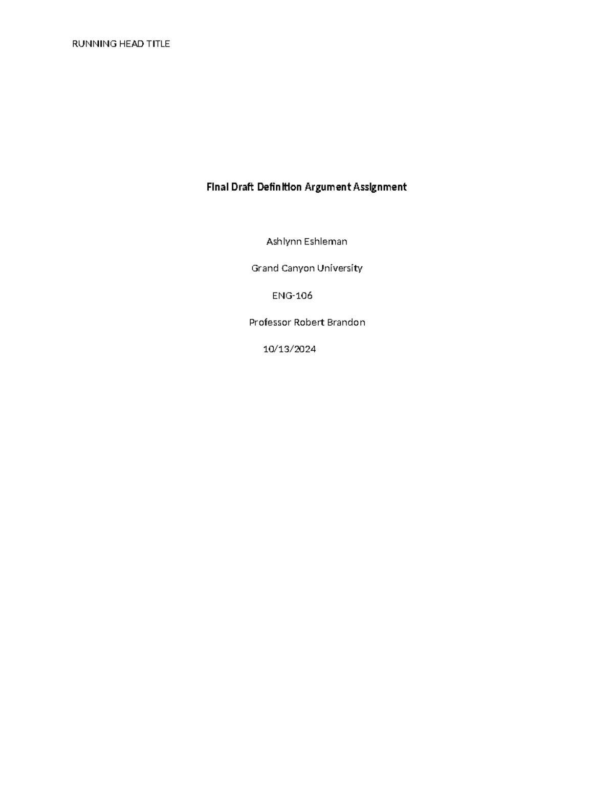 First Draft english essay - Final Draft Definition Argument Assignment Ashlynn Eshleman Grand ...