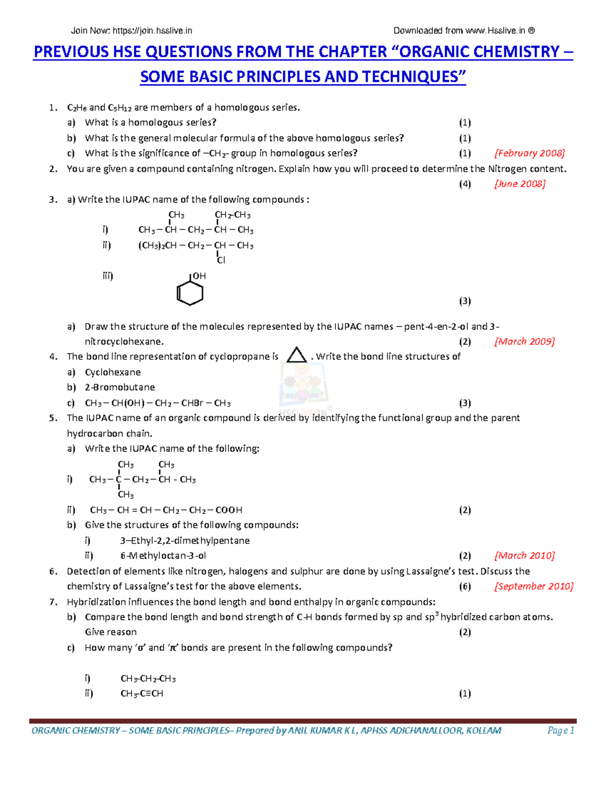 Hsslive-xi-chem-prvs-qn-12. Organic Chemistry Some basic Principles ...