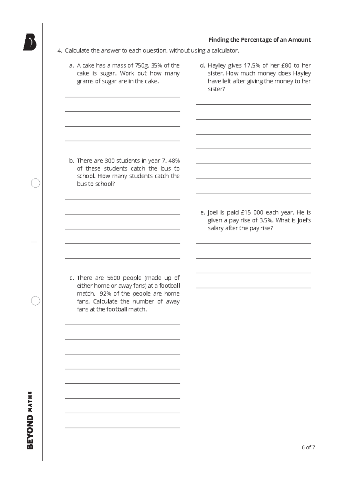 Finding the Percentage of an Amount Without a Calculator - Finding the ...
