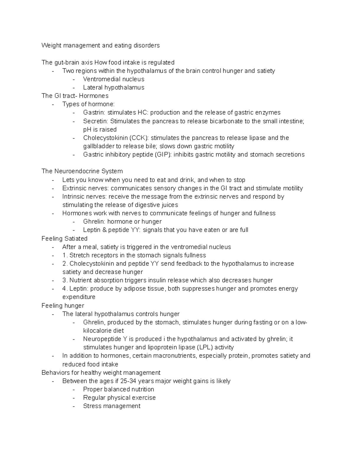 Ch. 15 Weight management and eating disorders - Weight management and ...