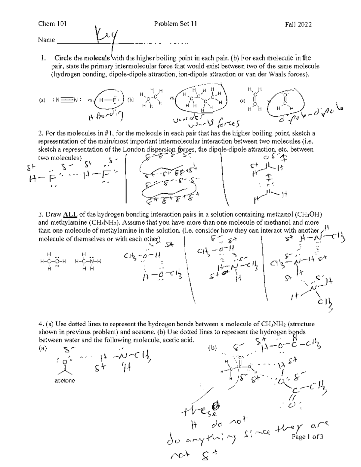 General Chemistry 1 Week 11 Practice Problems Answer Key - Chem 101 ...
