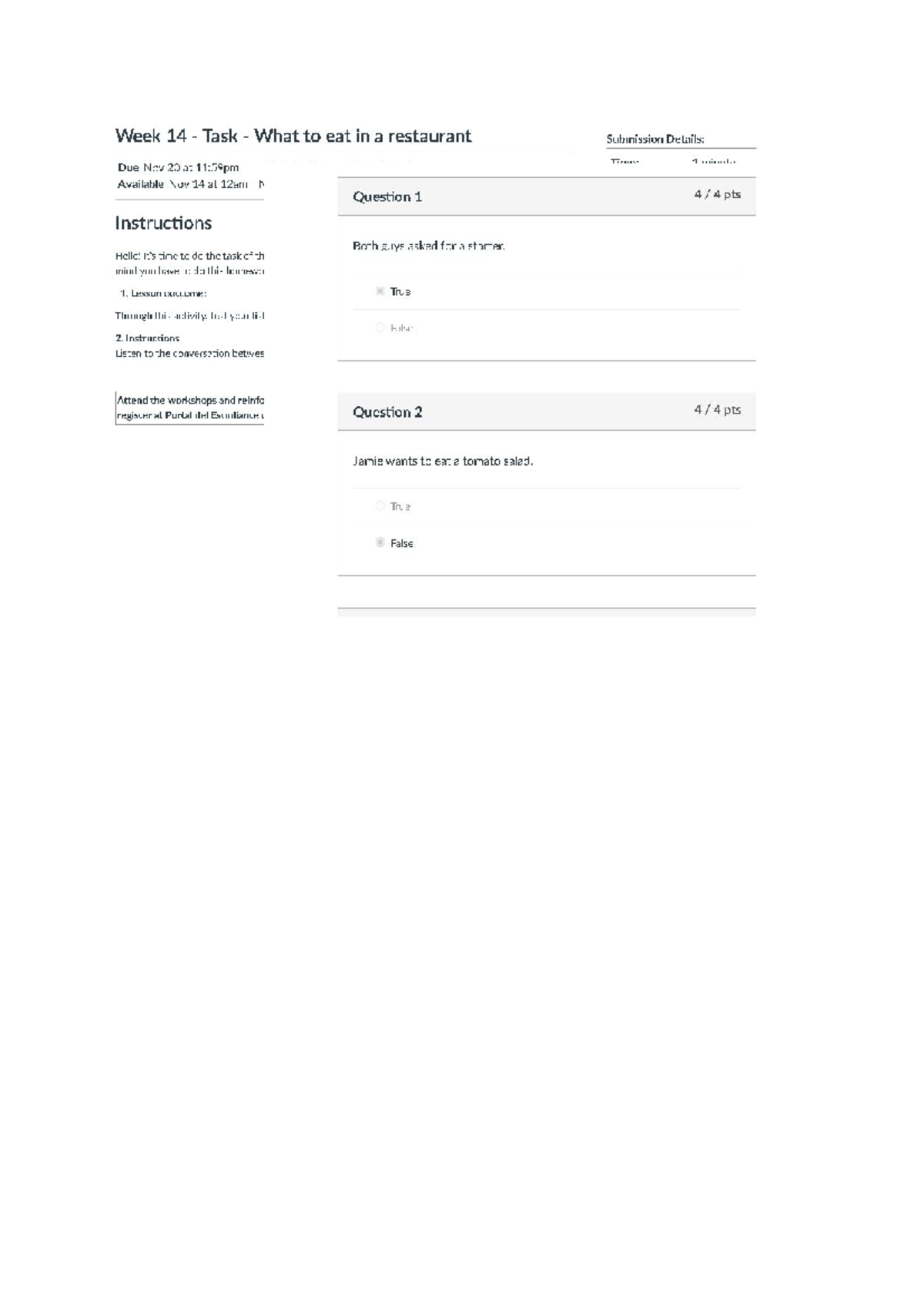 Week 14 - Task - What to eat in a restaurant (ingles II) - Ingles II - Studocu