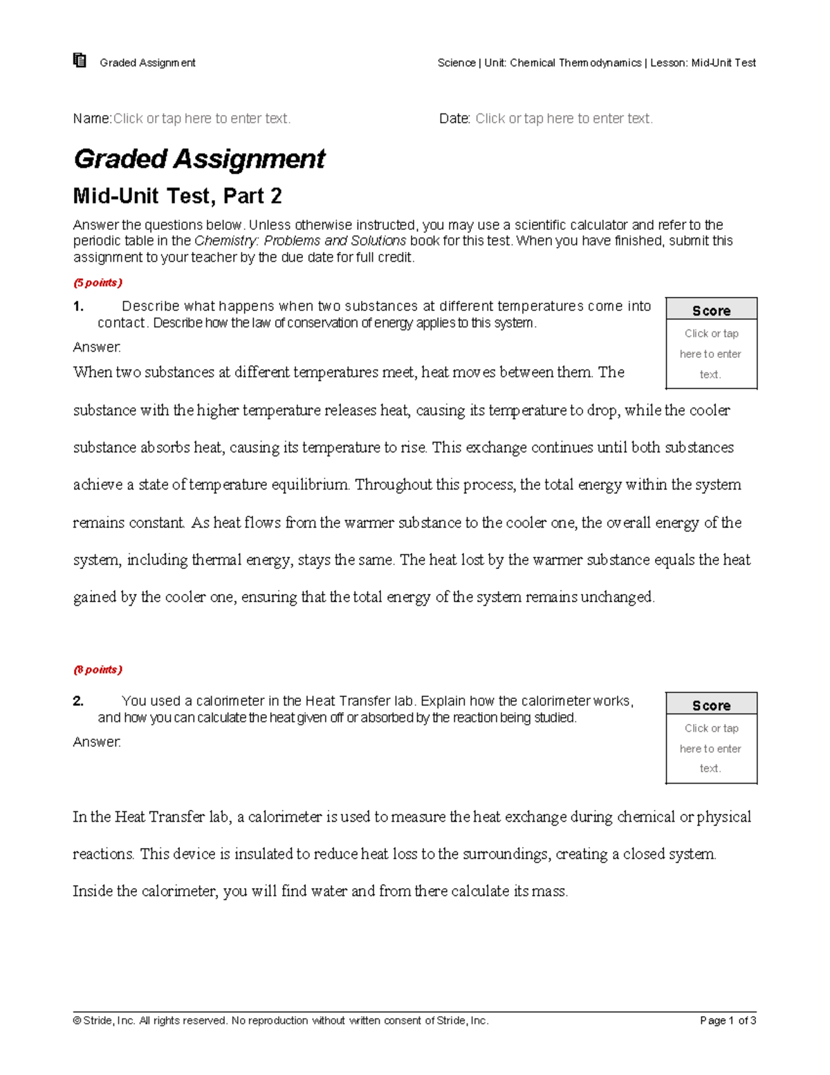 4.08 mid term - chemistry - Graded Assignment Science | Unit: Chemical ...