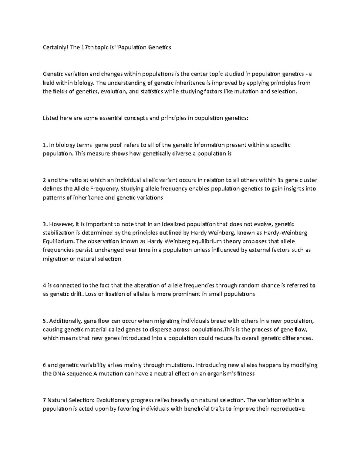 Population genetics - The understanding of genetic inheritance is ... Population genetics - The understanding of genetic inheritance is ...