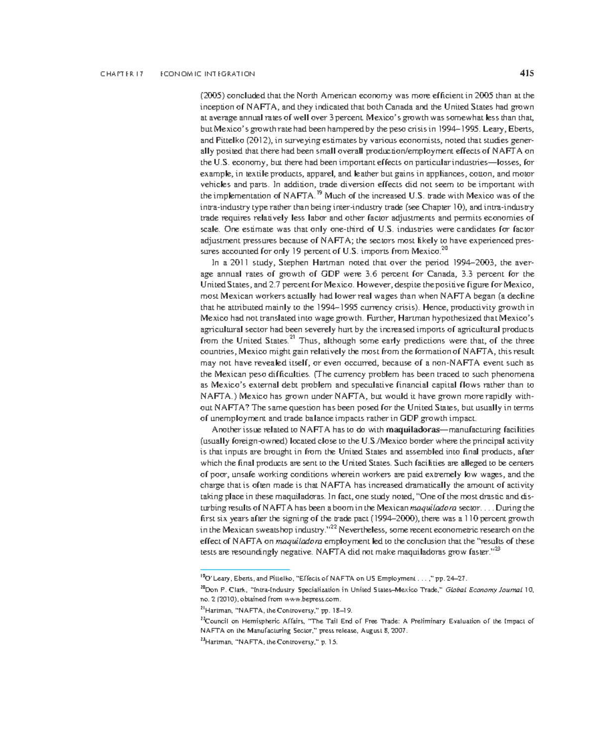 International Economics-147 - CHAPTER 17 ECONOMIC INTEGRATION 415 (2005 ...