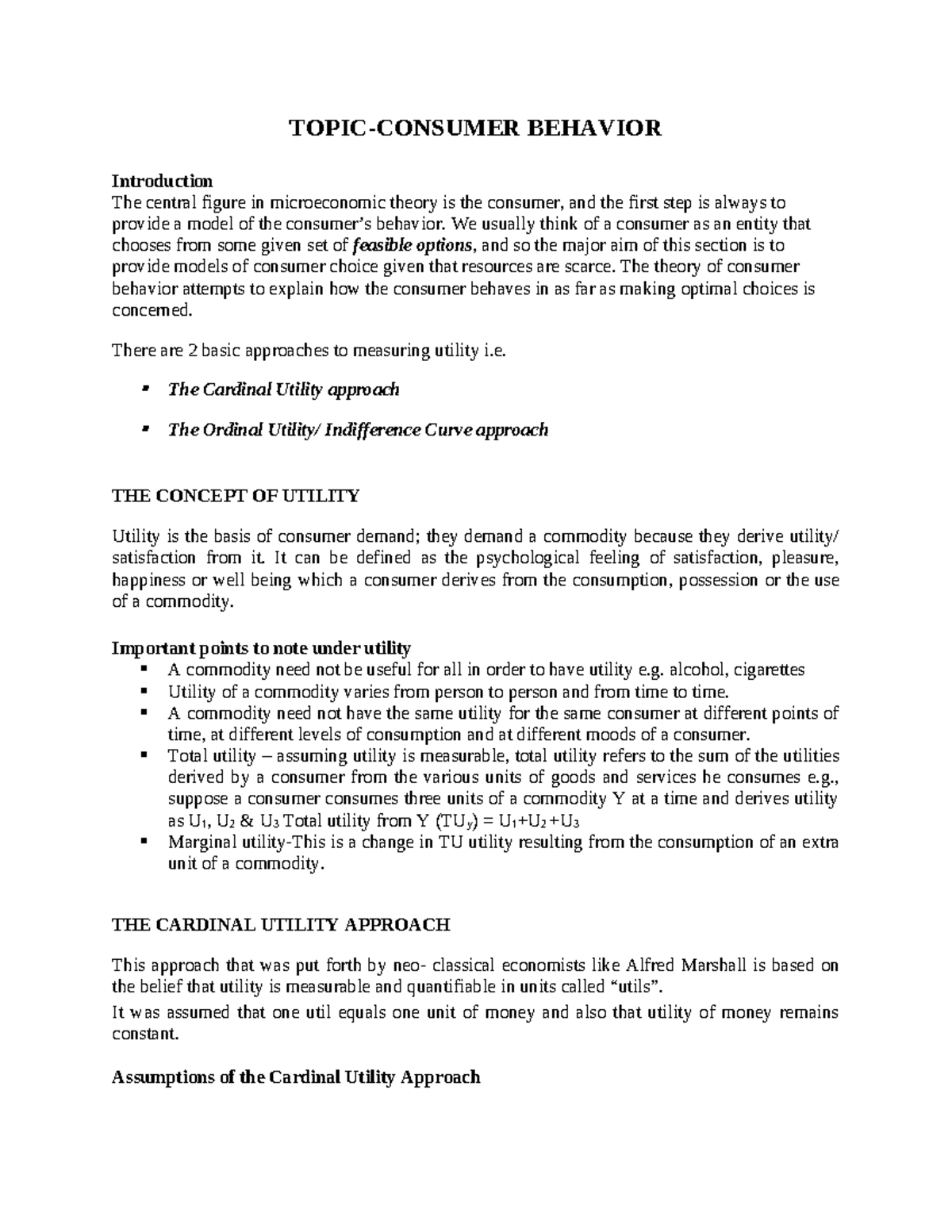 Consumer Behavior - TOPIC-CONSUMER BEHAVIOR Introduction The central ...