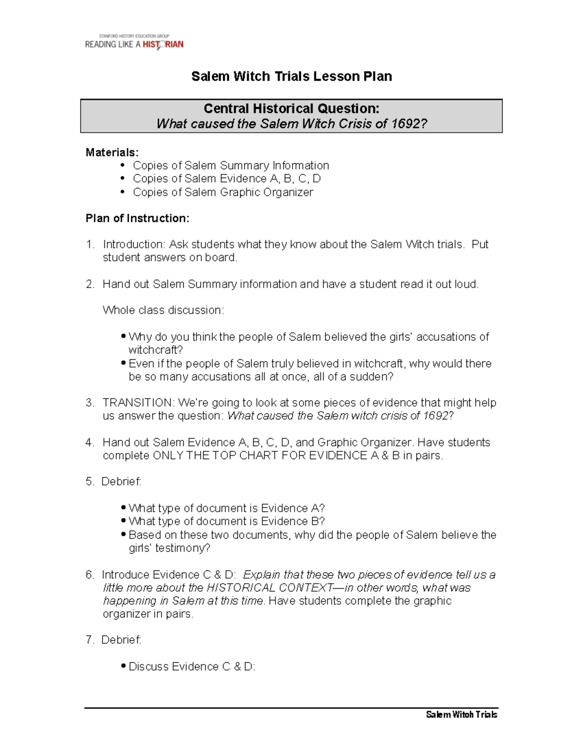 Salem Lesson Plan 0 - simulation - Salem Witch Trials Lesson Plan ...