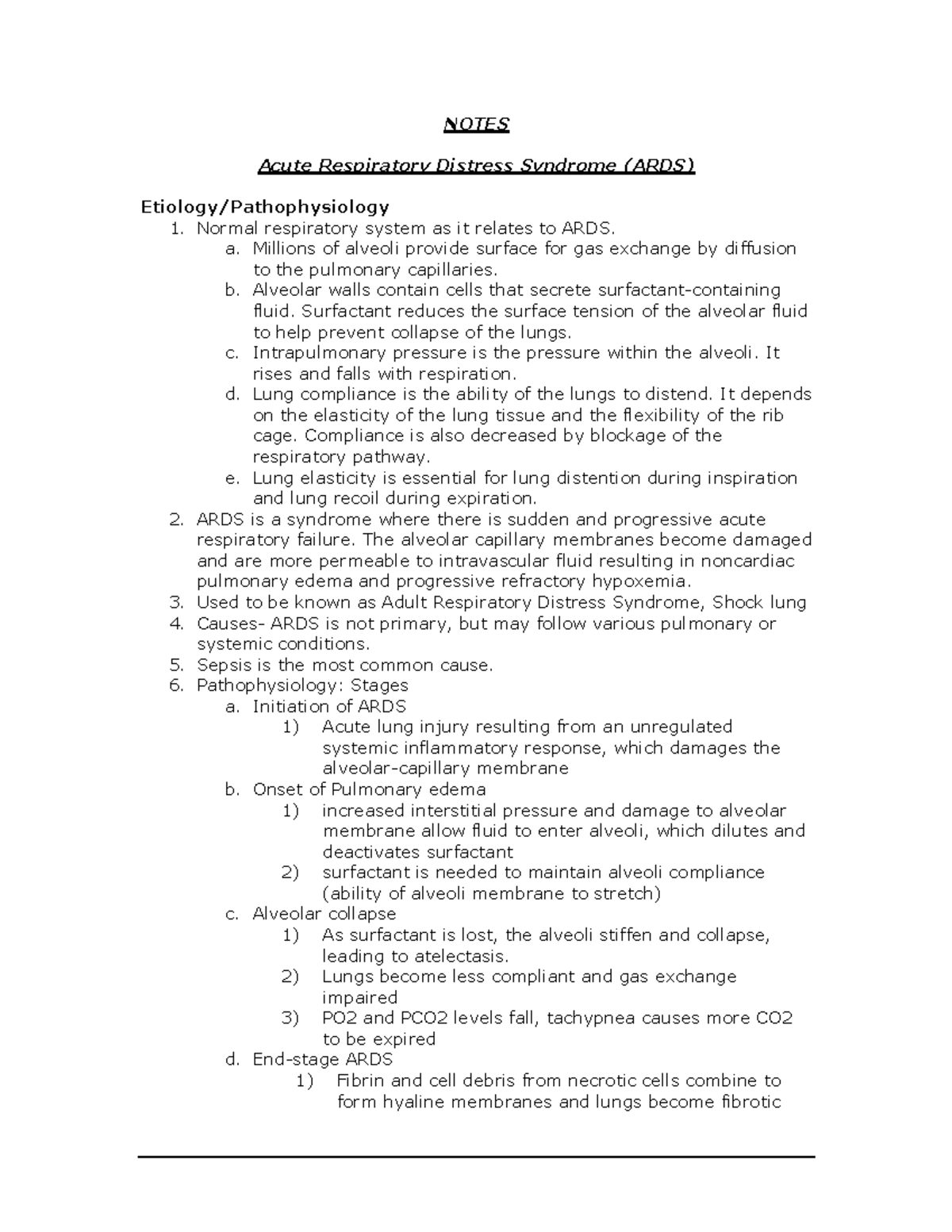 ARDS, neuro, autoimmune, renal and others - NOTES Acute Respiratory ...