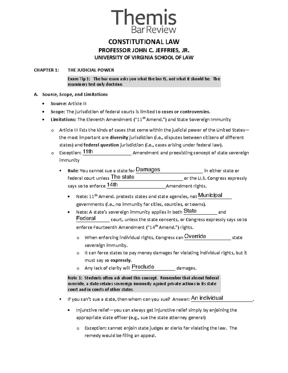 Constitutional Law Outline Themis - CONSTITUTIONAL LAW PROFESSOR JOHN C ...