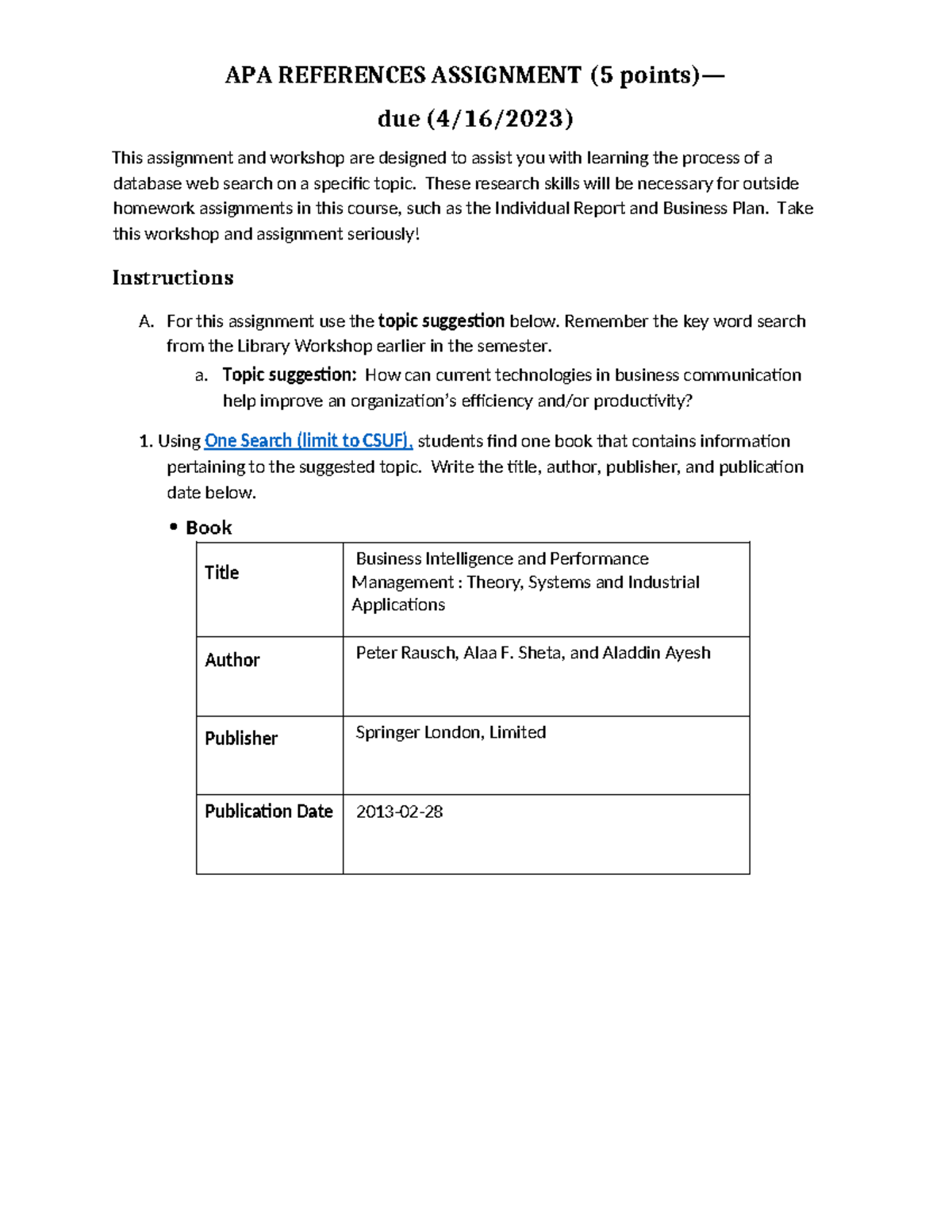 Gallagher APA assignment - APA REFERENCES ASSIGNMENT (5 points)— due (4 ...