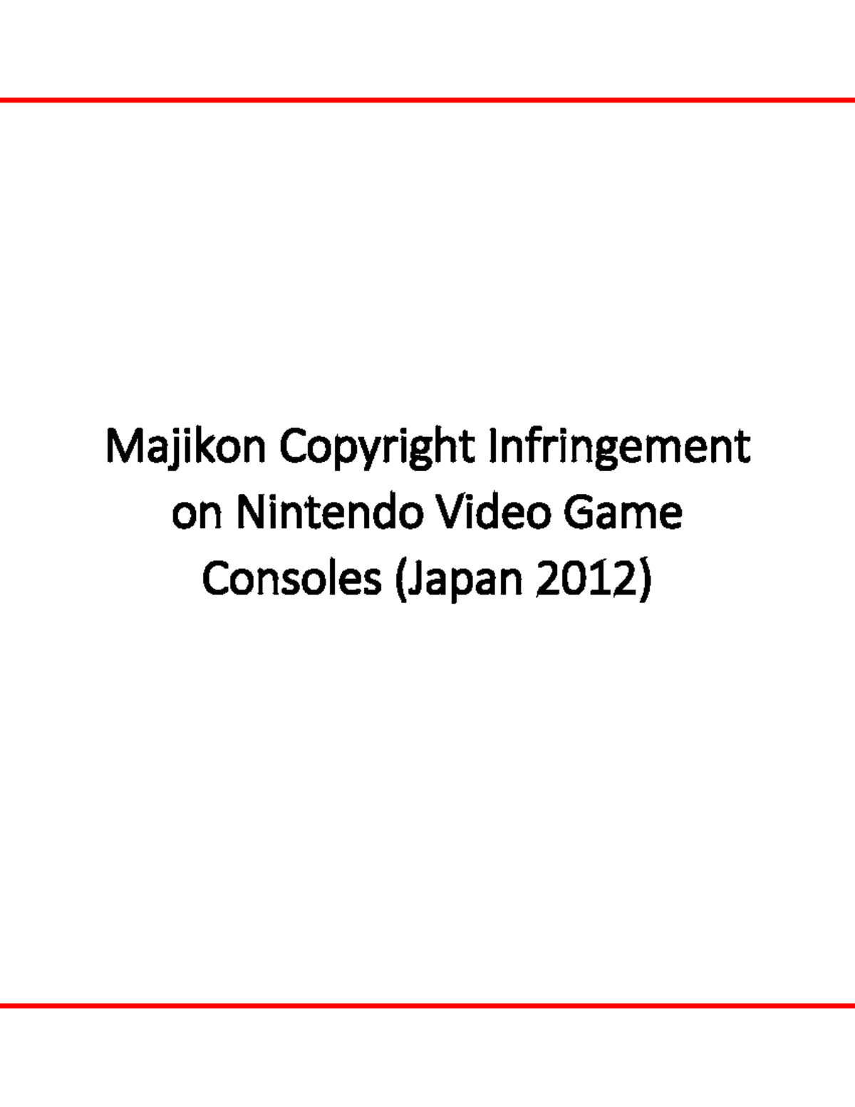 Majikon Copyright Infringement on Nintendo Video Game Consoles (Japan ...