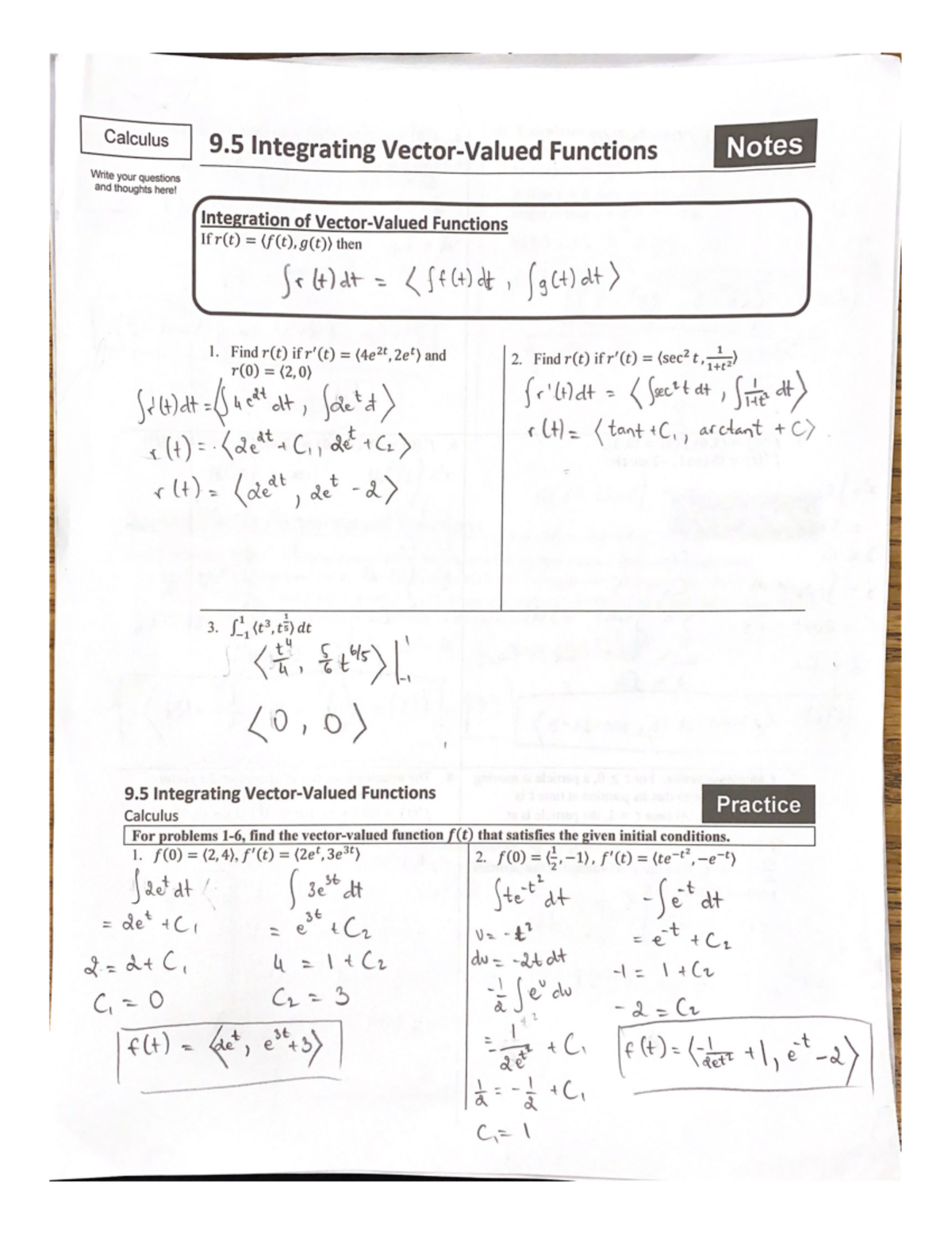 9.5 Integrating Vector-Valued Functions - Studocu