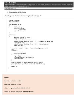 Pointers -day 6 - FDFDFDF - Topics Covered: Pointers & Arrays, Array of pointers, Example - Studocu