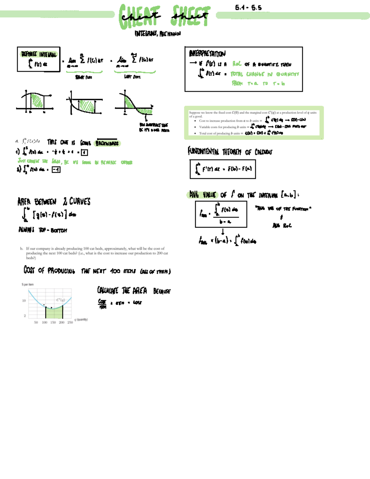 MATH 118 Cheat Sheet Ch 5 - AtAF SEEF 5-5. INTEGRAIS, RIE MANN DEFINITE ...