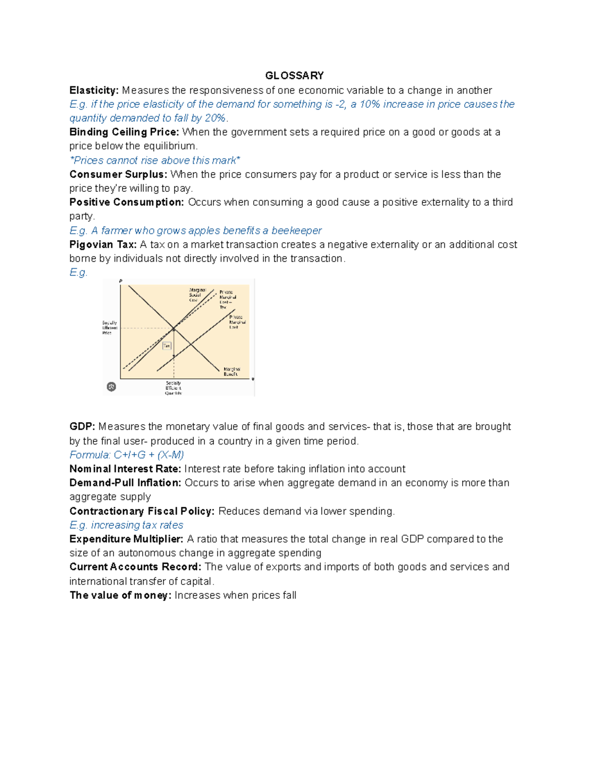 Economic Glossary - Google Docs - GLOSSARY Elasticity: Measures the ...