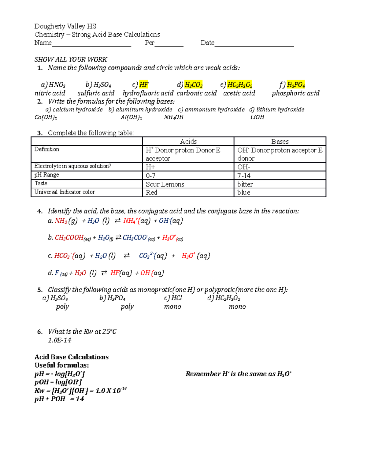 789978998798797 - Dougherty Valley HS Chemistry – Strong Acid Base ...