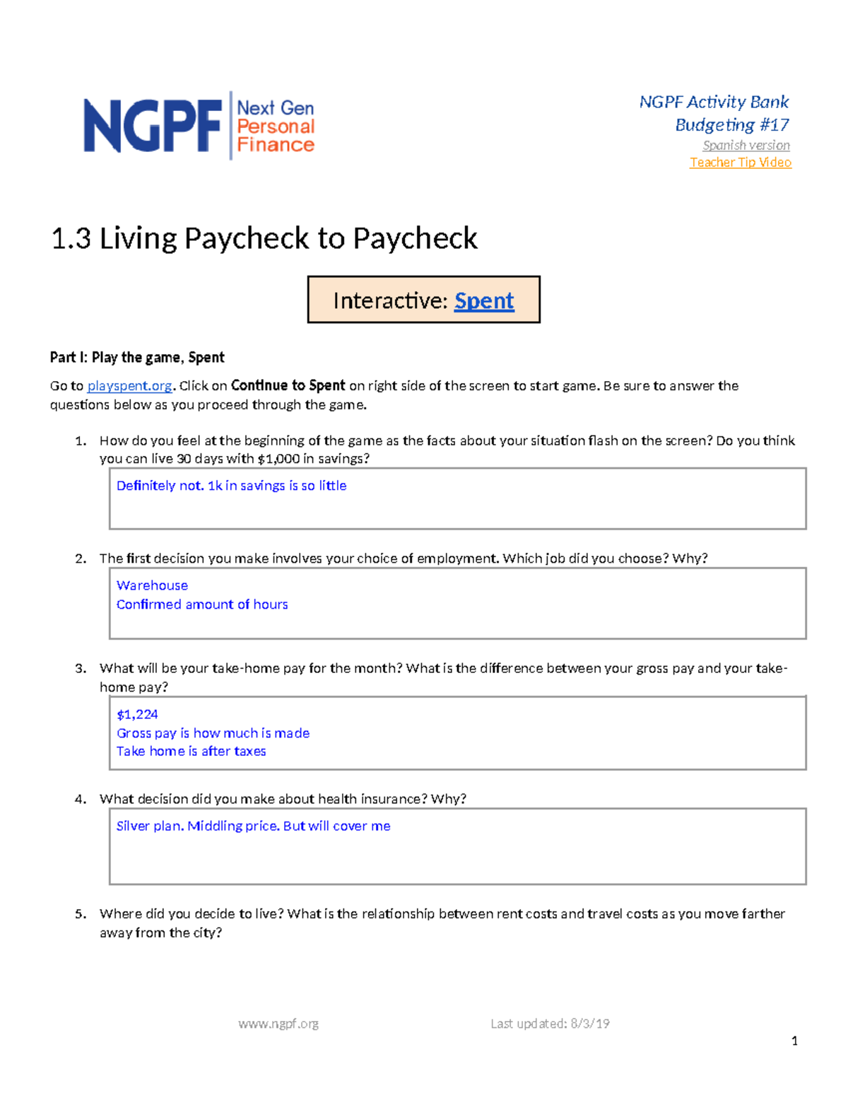 1.3 Living Paycheck to Paycheck-1 - NGPF Activity Bank Budgeting ...