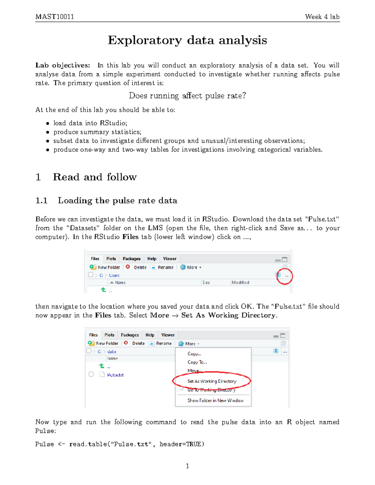 EDDA Computer Lab Worksheet Week 4 - Exploratory data analysis Lab ...