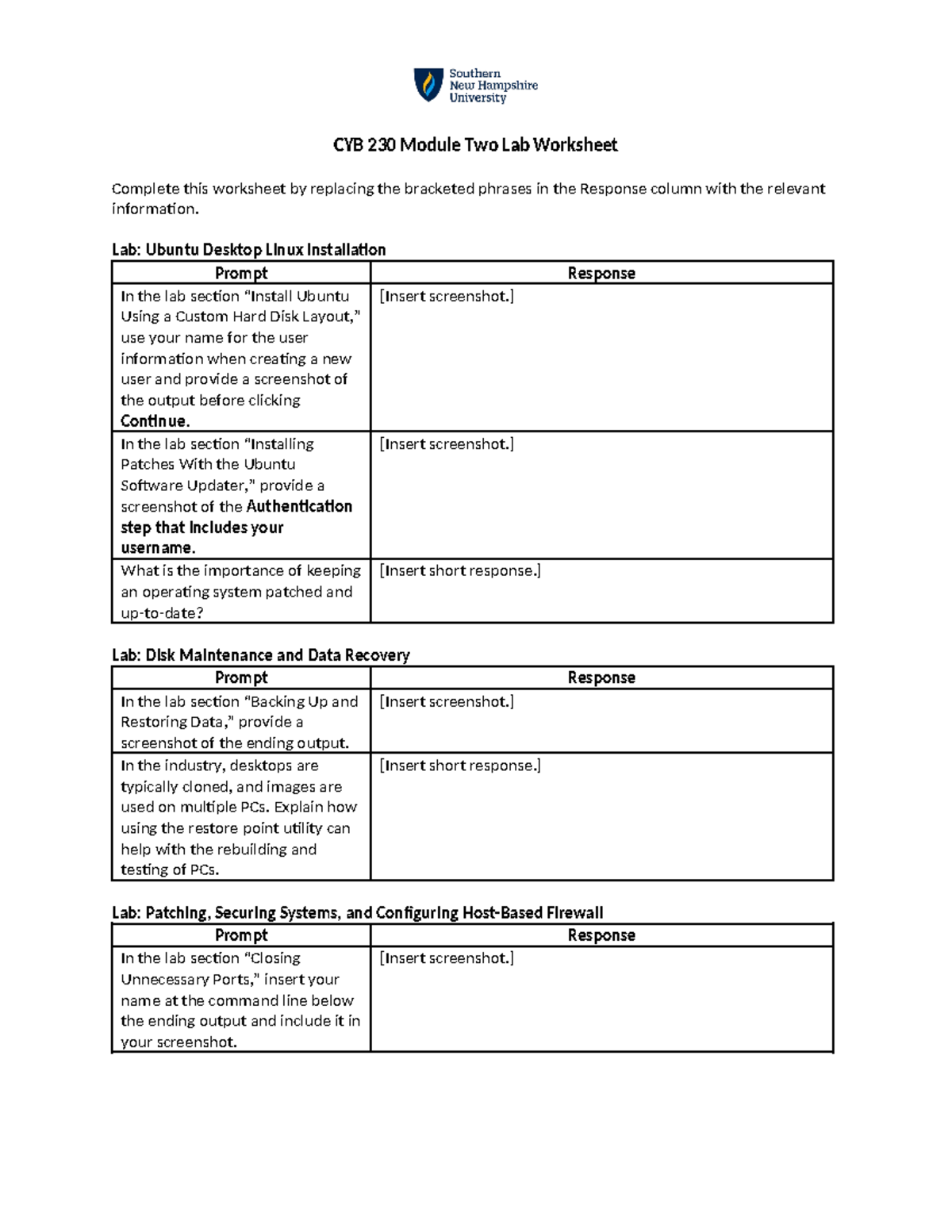 CYB 230 Module Two Lab Worksheet - CYB 230 Module Two Lab Worksheet ...