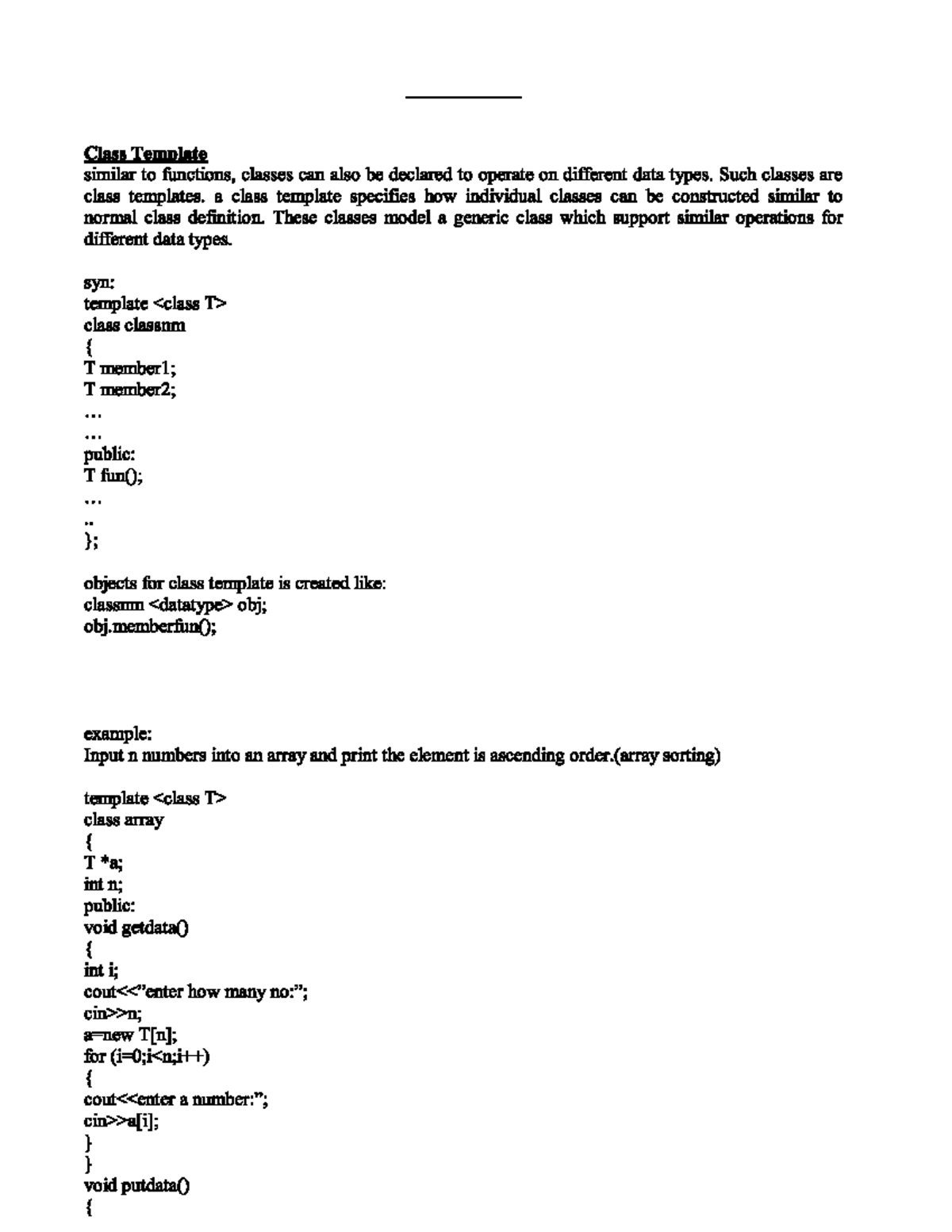 37.Class Template - Object Oriented Programming - Studocu