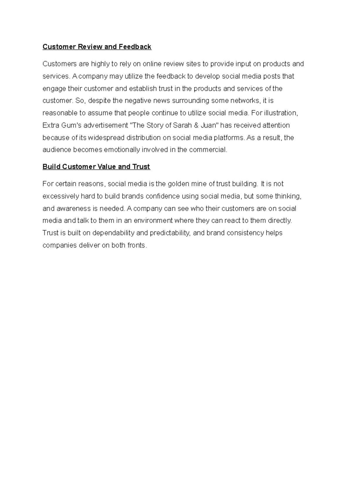 Sarah n juan case study - Grade: 5 - Customer Review and Feedback ...