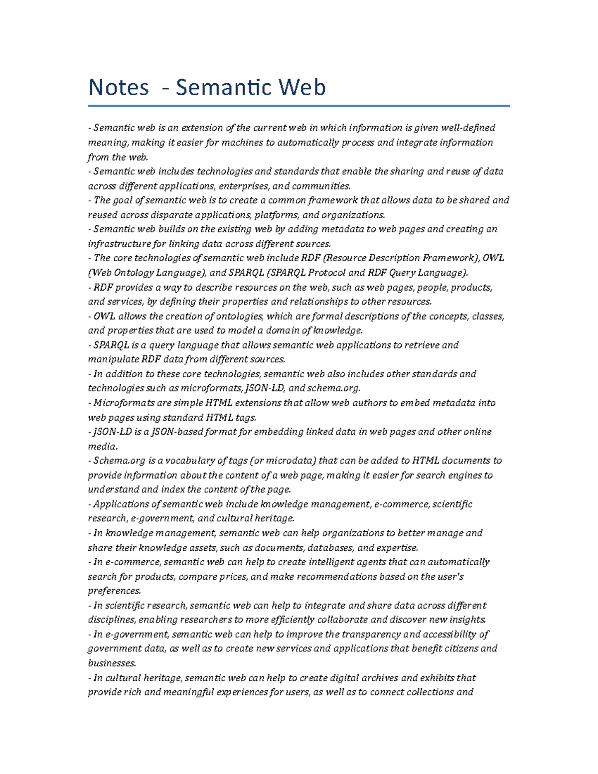 Lecture Notes Semantic Web Notes Semantic Web Semantic Web Is An Extension Of The Current