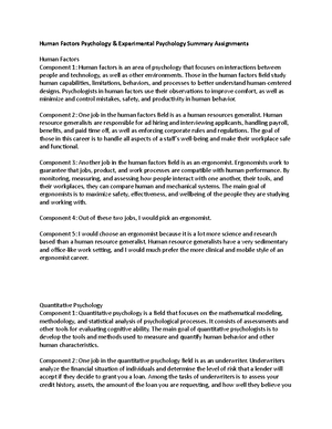 Social and Developmental Psychology Summary Assignments - Developmental ...
