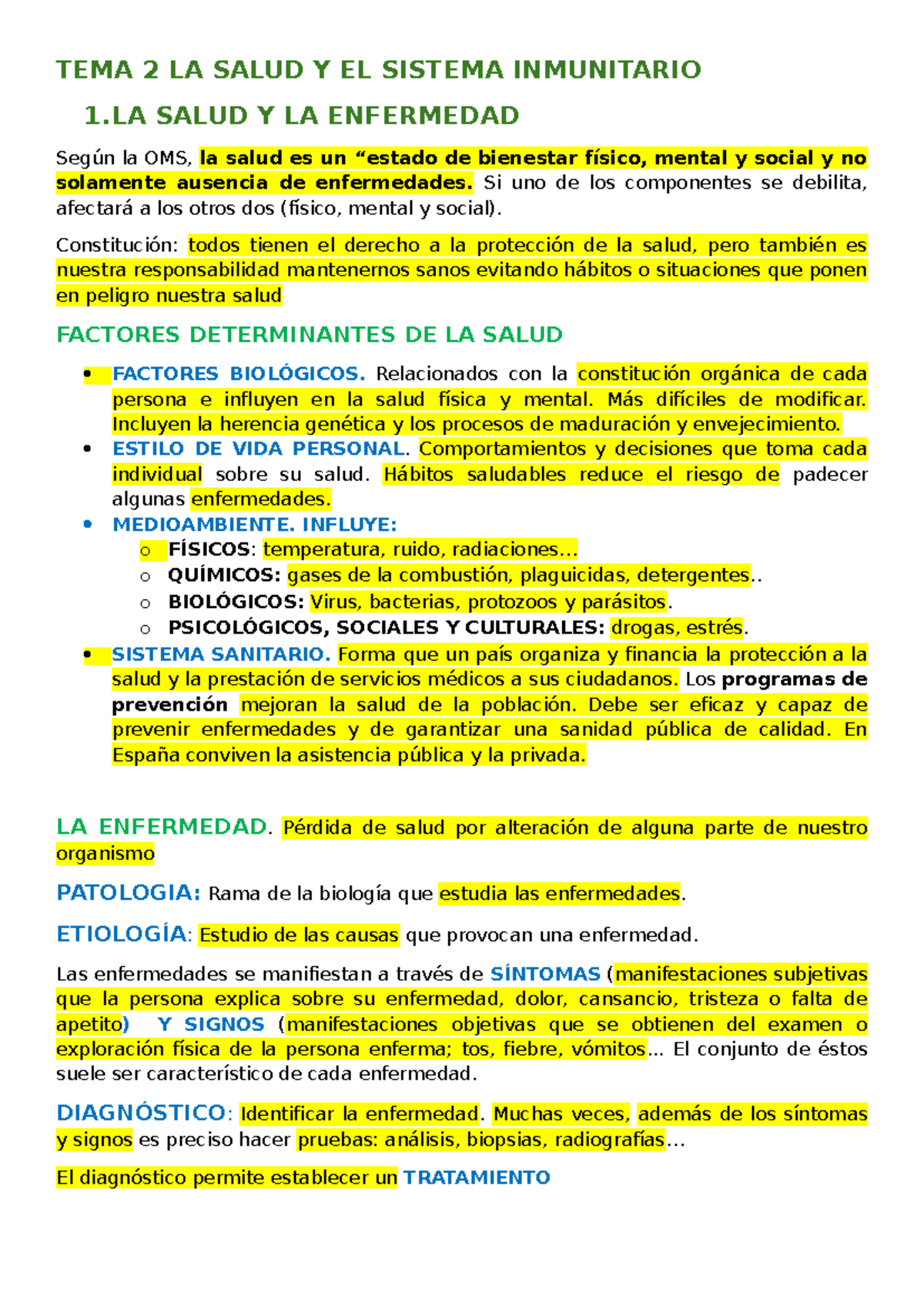TEMA 2 LA Salud Y EL Sistema Inmunitario - TEMA 2 LA SALUD Y EL SISTEMA ...