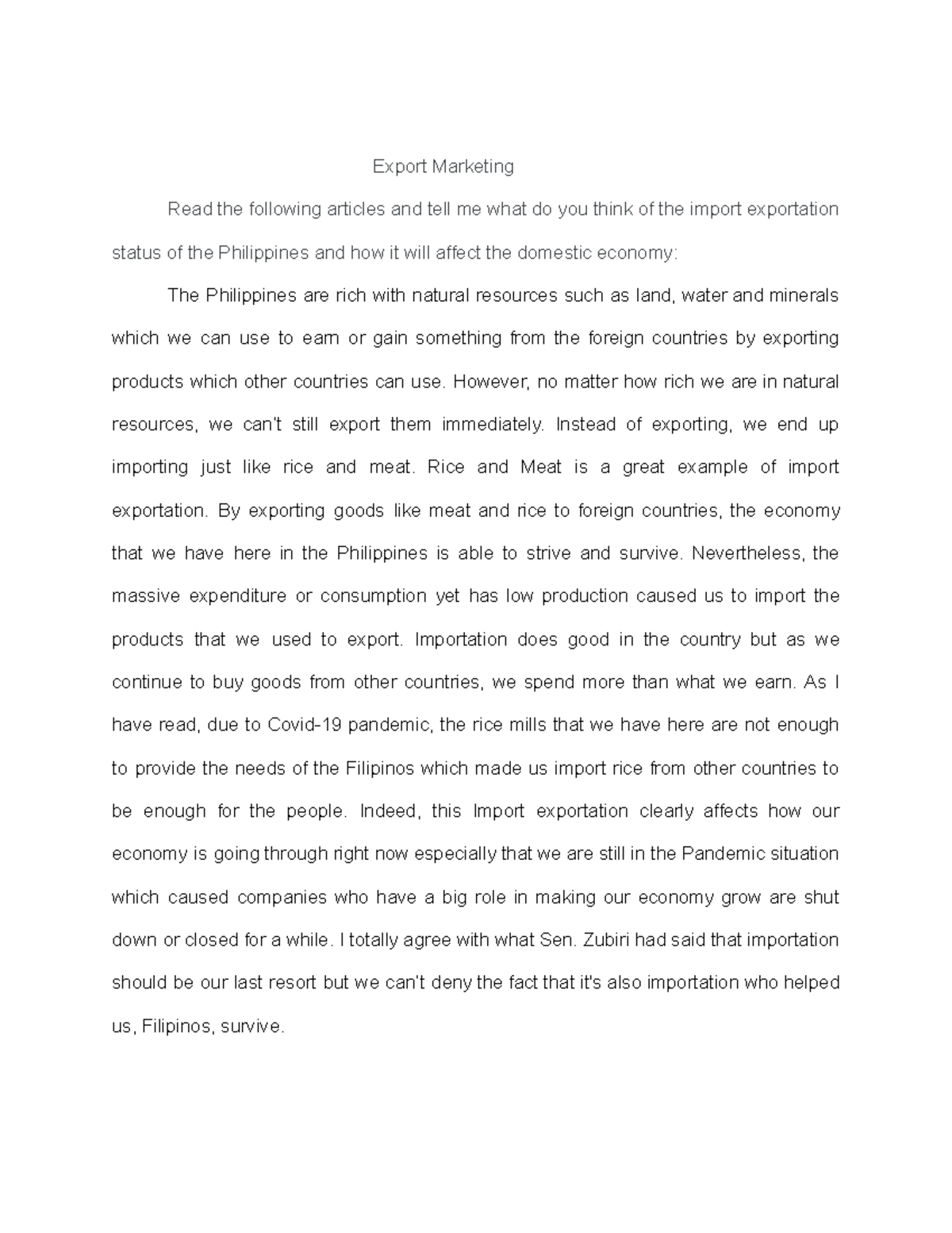 Essay- Exporting in the Philippines - Export Marketing Read the ...