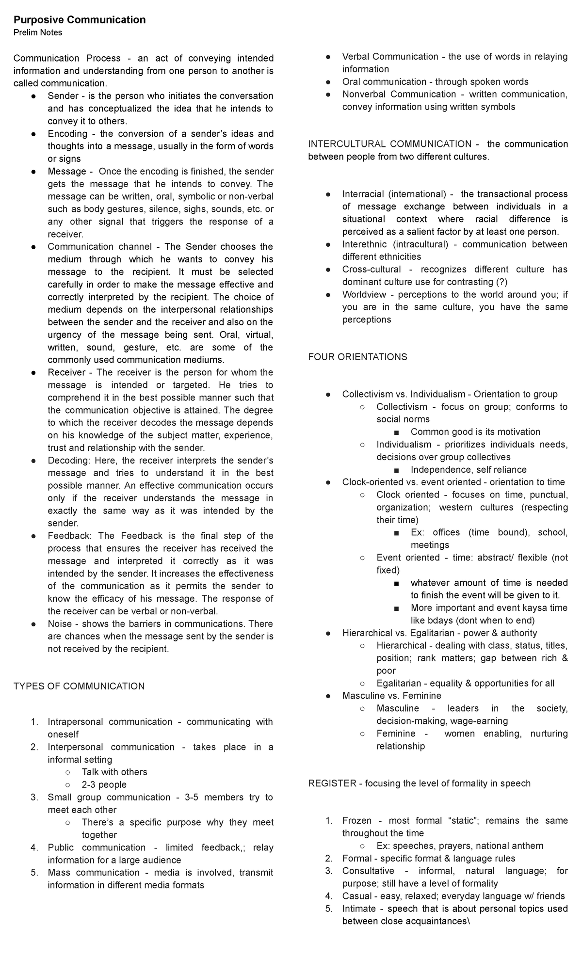 Purposive Communication Notes - Purposive Communication Prelim Notes ...