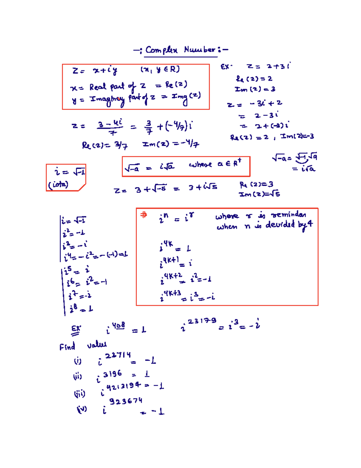 Complex number 11 R - Notes - Complex Number Z atty in y ER EX 2 2 31 ...