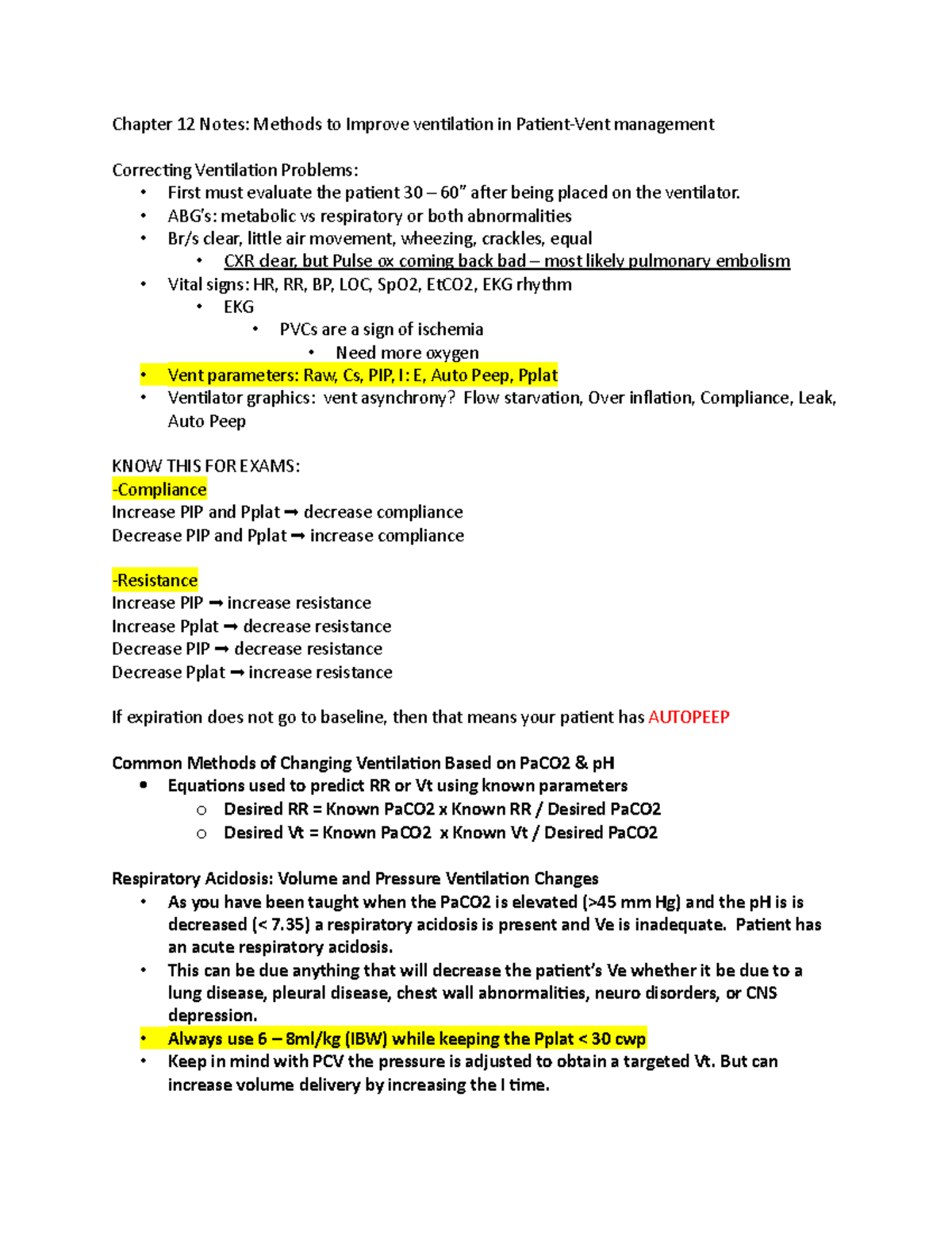 Chapter 12 Lecture notes - Chapter 12 Notes: Methods to Improve ...