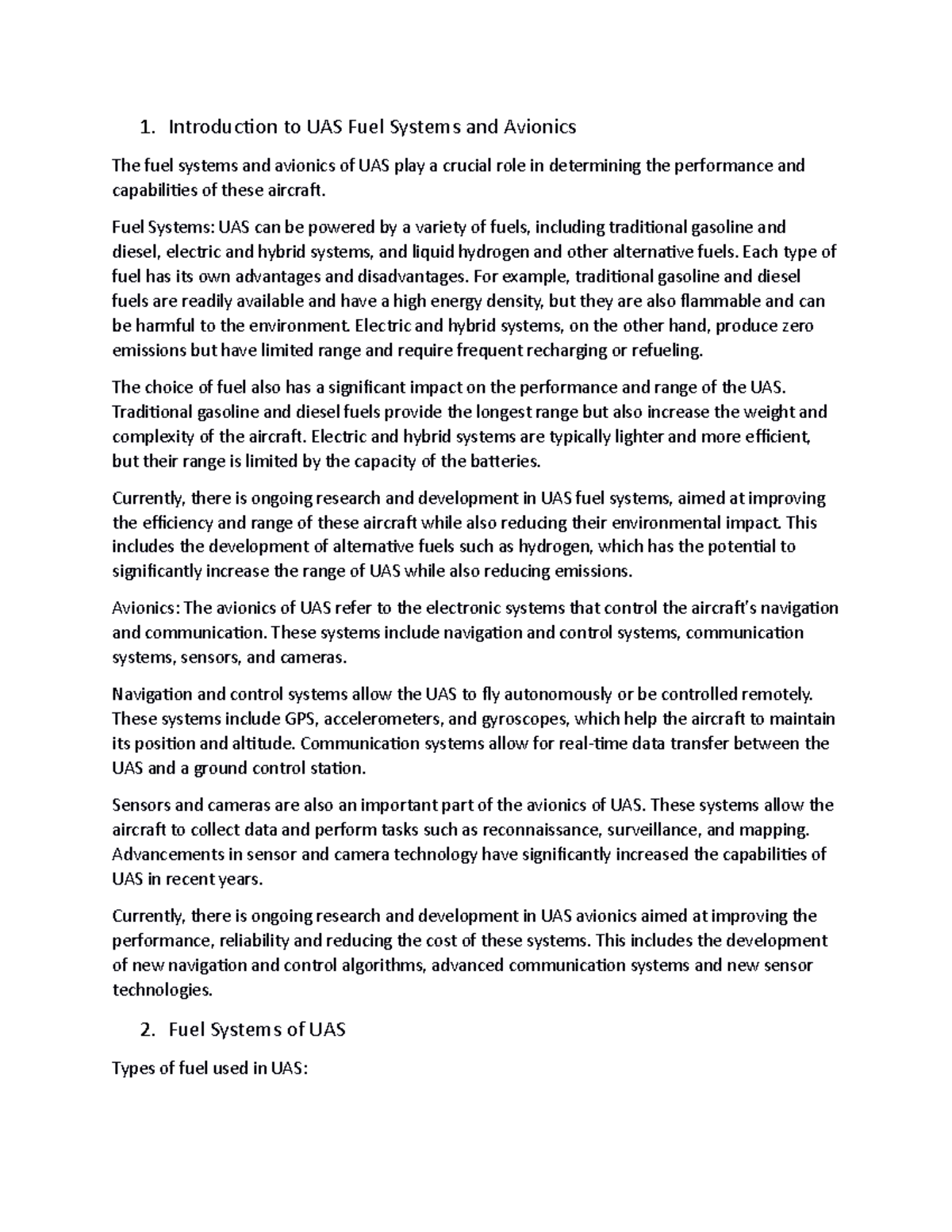 UAS Fuel Systems and Avionics - 1. Introduction to UAS Fuel Systems and ...