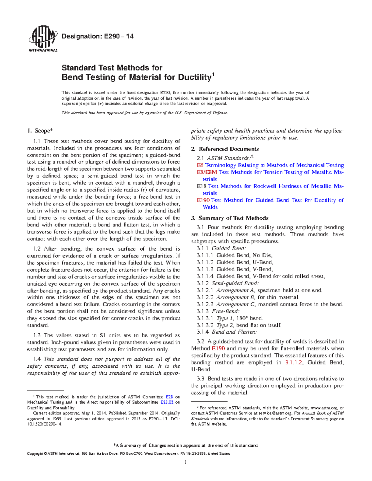 ASTM E290 − 14 - ASTM - Designation: E290 − 14 Standard Test Methods ...