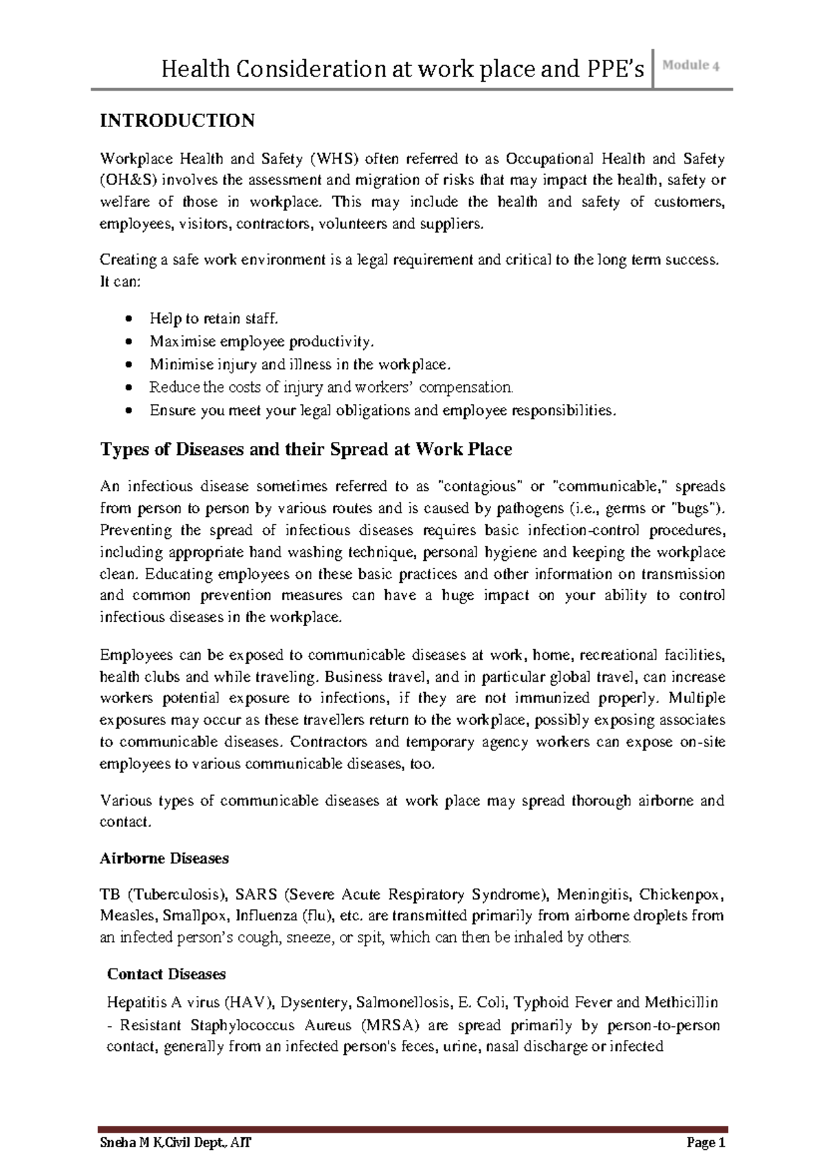 Module-4 Health-Consideration-at-Work-Place Lecture-Notes - Health ...