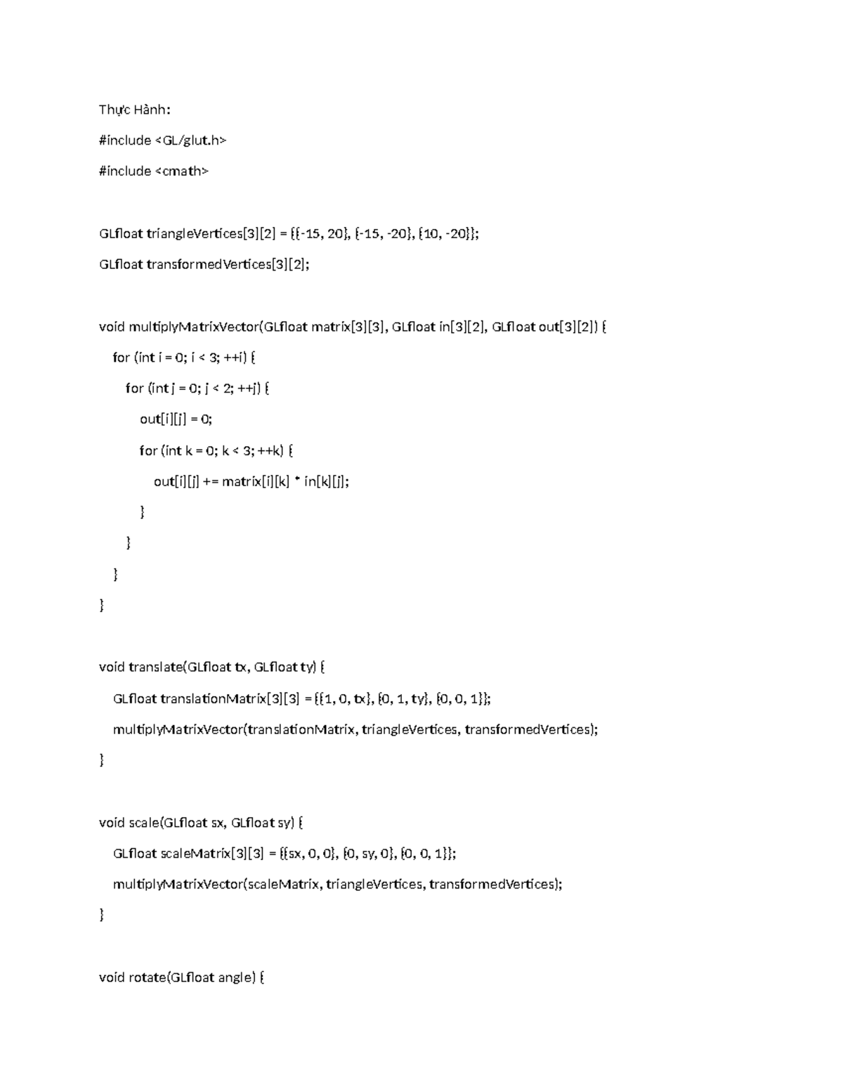 32-06-Ngô huỳnh kiều nga - Thực Hành: #include #include GLfloat - Studocu