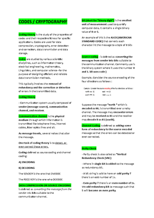 Coding-and-Cryptology - MATHEMATICS IN THE MODERN WORLD (MATM 111) OUR ...