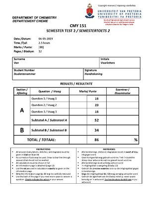 CMY 143-Study guide and work book 2020 V2 - CONTENTS Study - Studocu