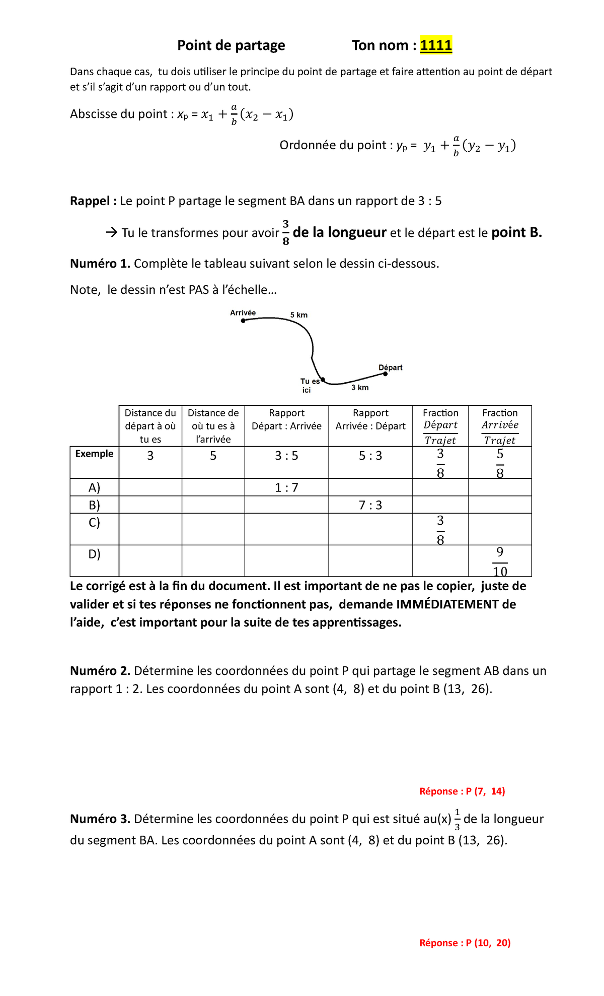 Point de partage - bbb - Point de partage Ton nom : 1111 Dans chaque ...