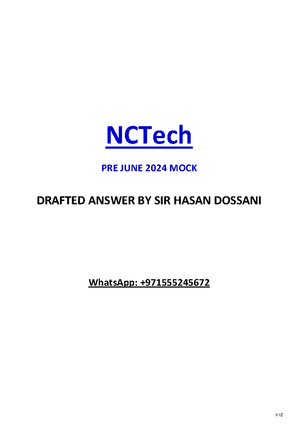 17 - NCTech (SBL Pre Jun mock 2024) - Answer by Sir Hasan Dossani (full draft) - NCTech PRE JUNE ...