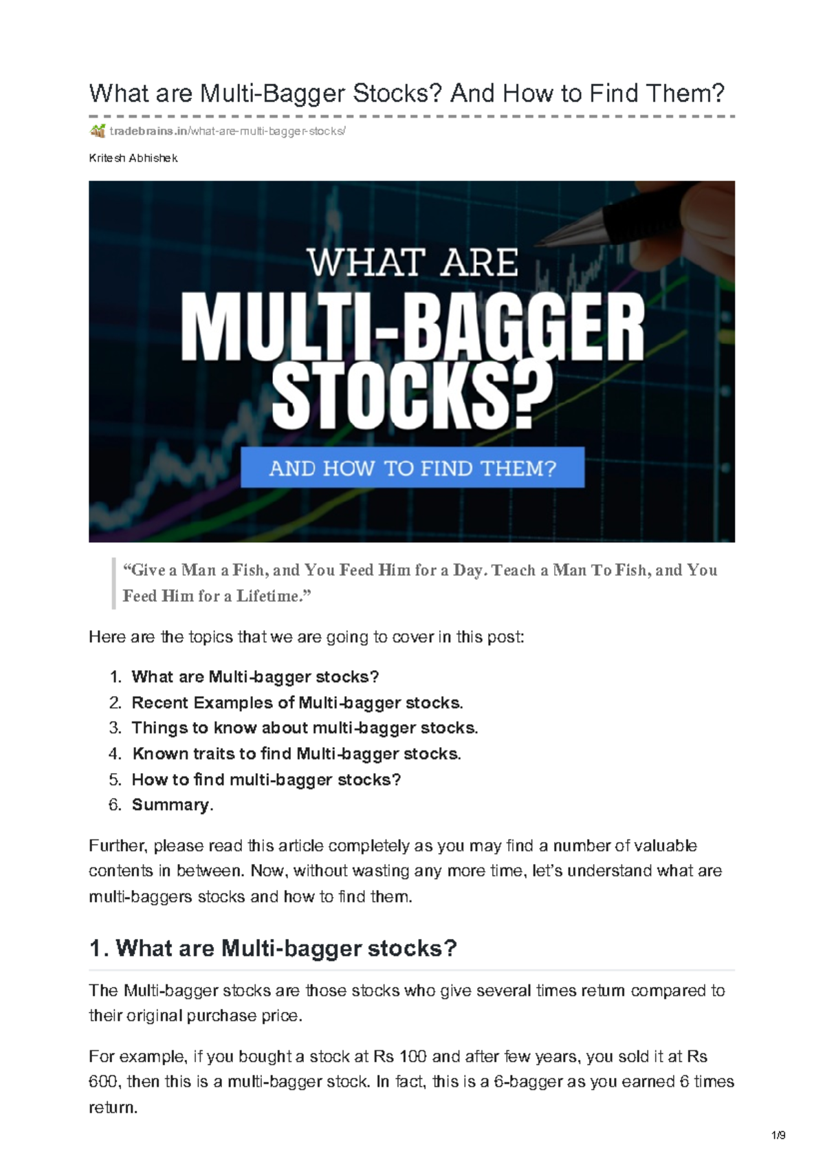 What are Multi Bagger Stocks And How to Find Them - Kritesh Abhishek ...
