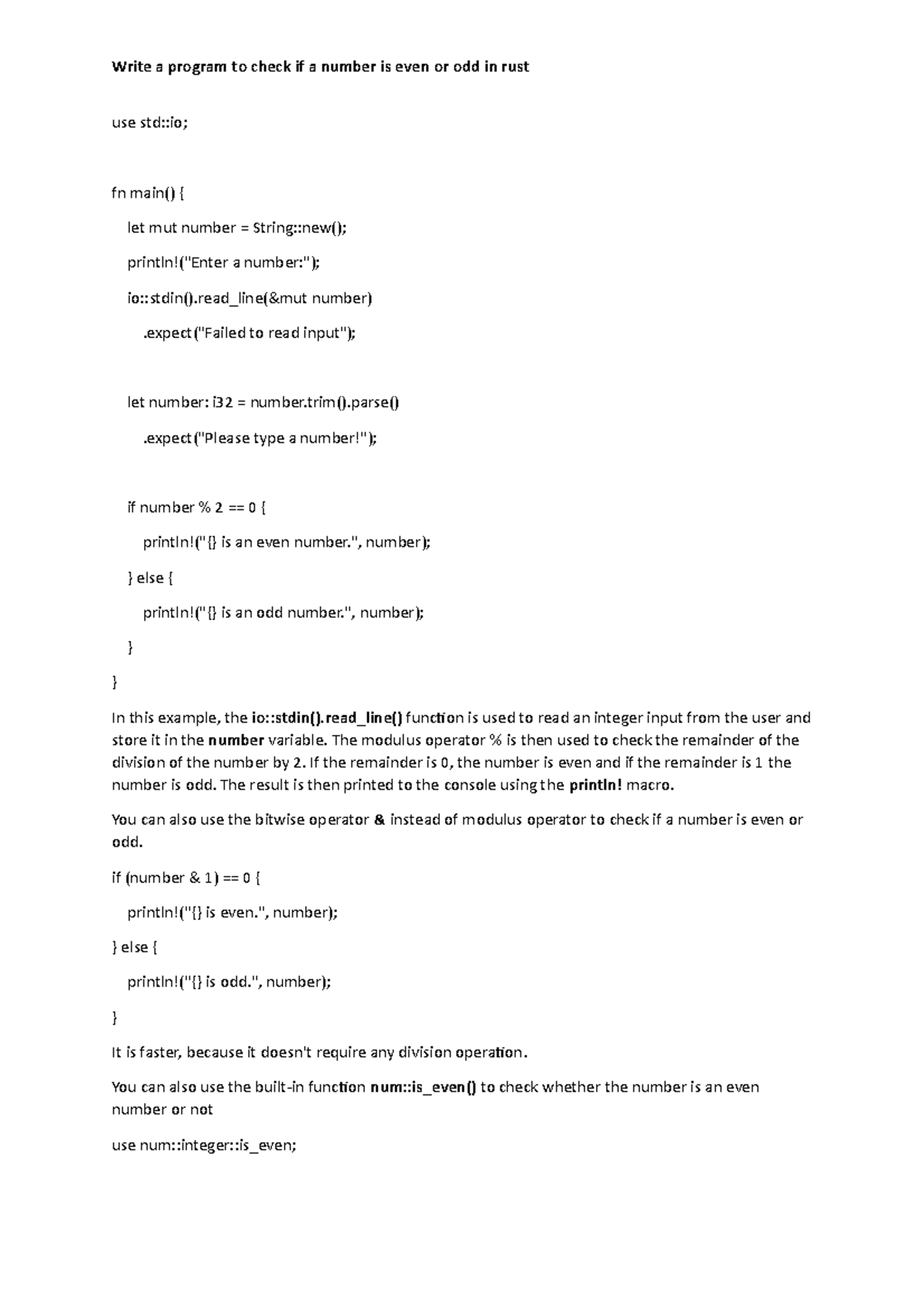 Rusty Odd Finding Even Or Odd Using Rust Write A Program To Check