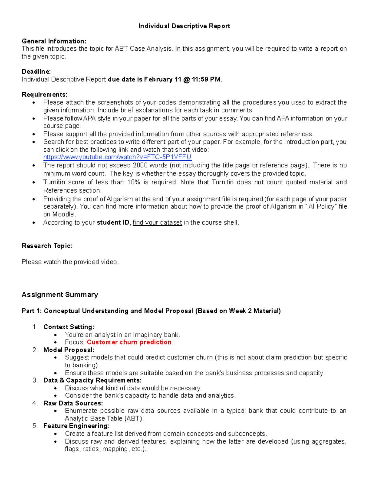 ABT Case Analysis (Topic) - Individual Descriptive Report General ...