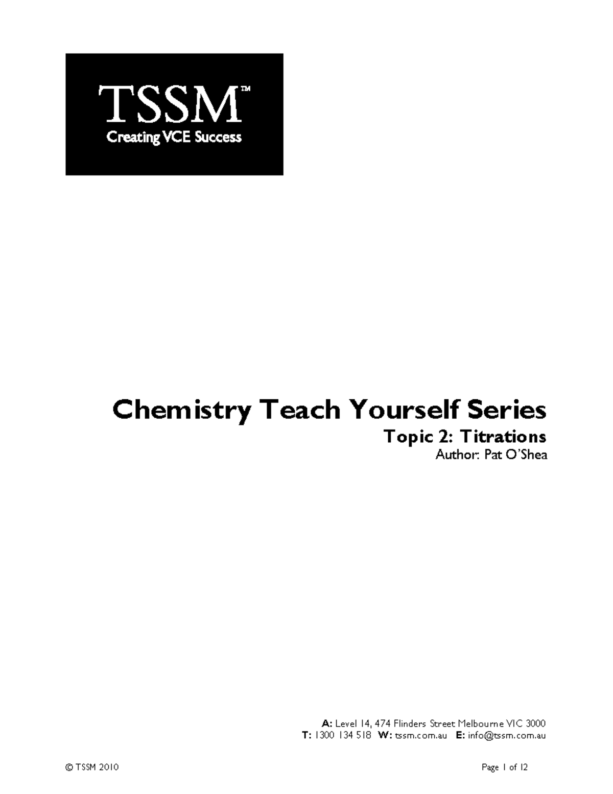 Chemistry Teach Yourself Series - Topic 2 - Titrations - Chemistry ...