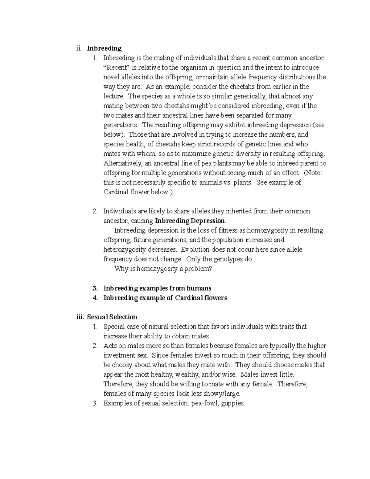 10-3 - Armstrong: Unit 1 - ii. Inbreeding 1. Inbreeding is the mating ...